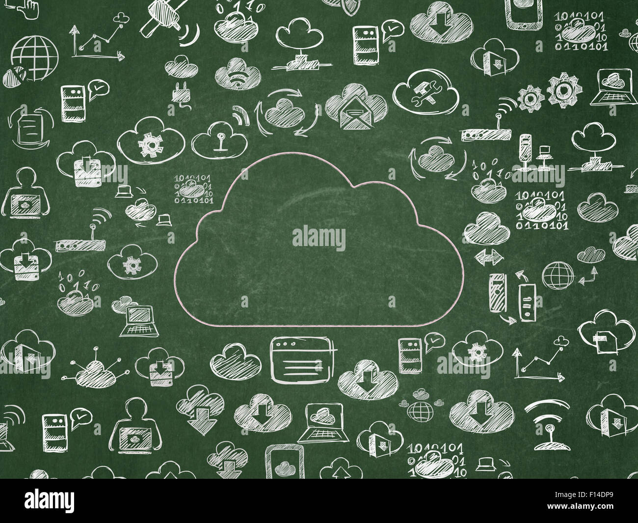 Cloud networking concept: Cloud on School Board background Stock Photo ...