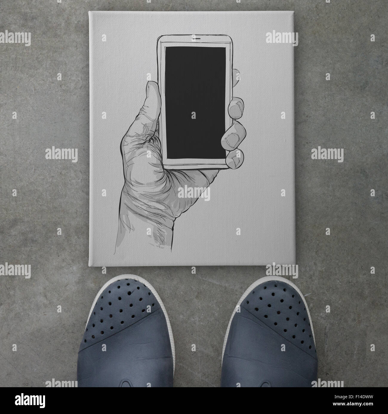 Hands mobile phone feet hi-res stock photography and images - Alamy