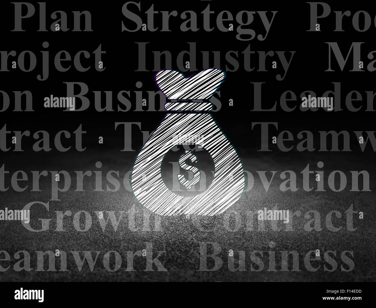 Finance concept: Money Bag in grunge dark room Stock Photo - Alamy