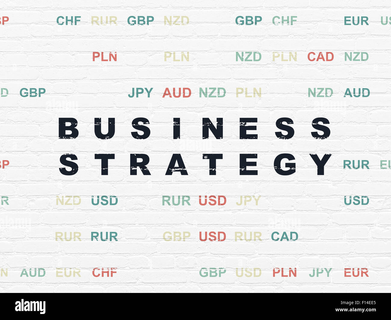 Finance concept: Business Strategy on wall background Stock Photo - Alamy