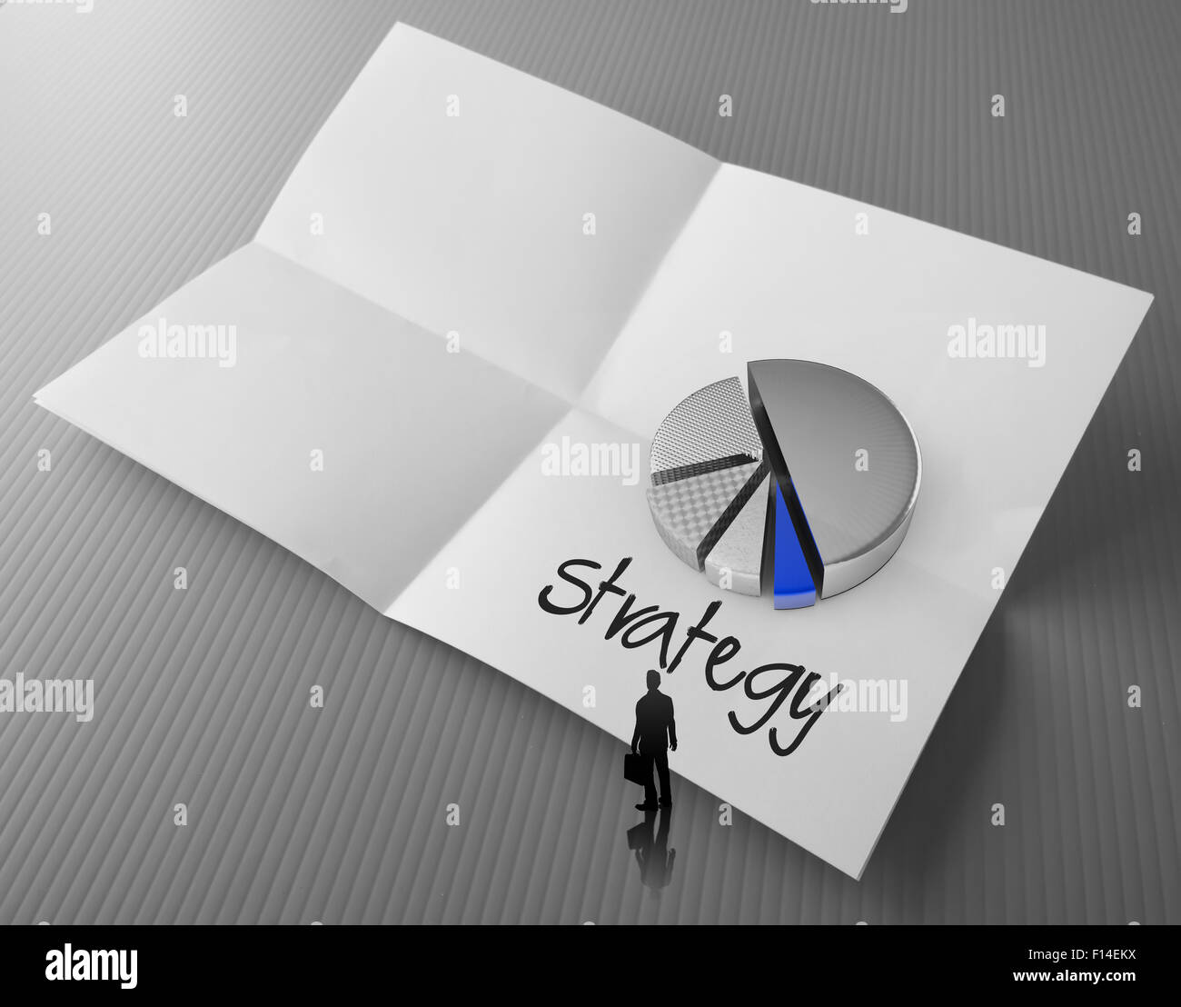 hand drawing business strategy word and 3d pie chart iconn crumpled ...