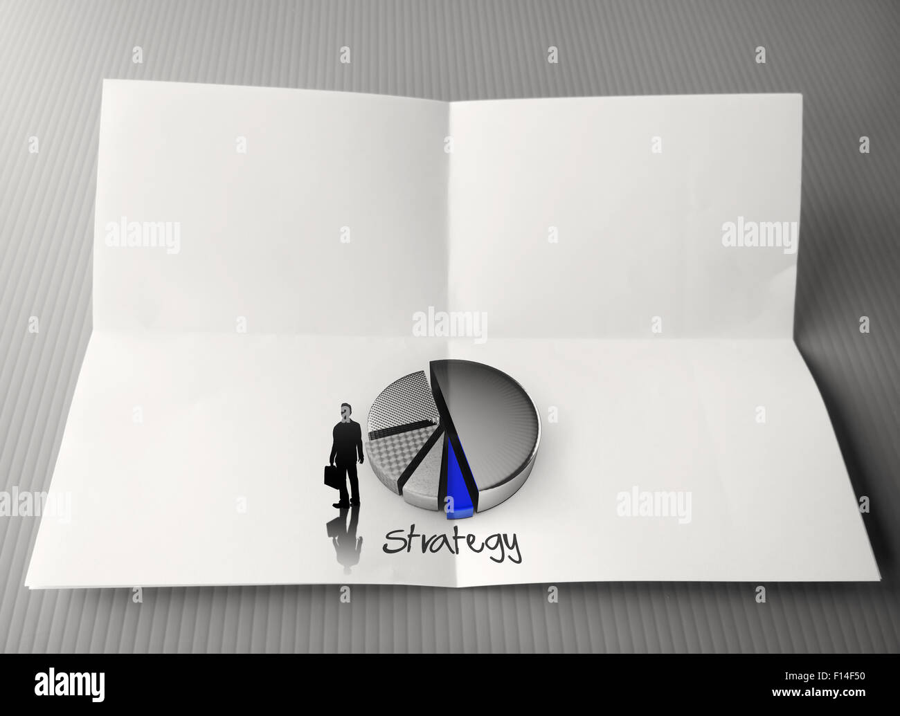 hand drawing business strategy word and 3d pie chart icon crumpled ...