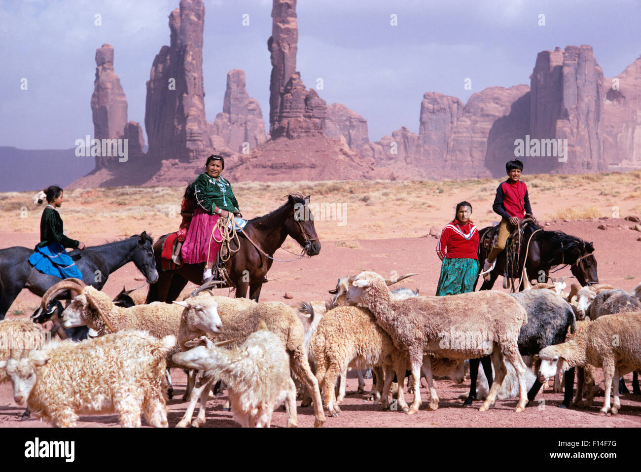 1980s NAVAJO SHEPHERDS IN MONUMENT VALLEY UTAH USA Stock Photo - Alamy