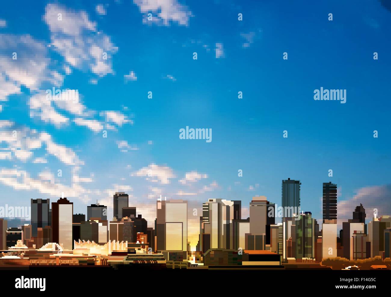abstract vector blue sky background with panorama of city Stock Vector ...