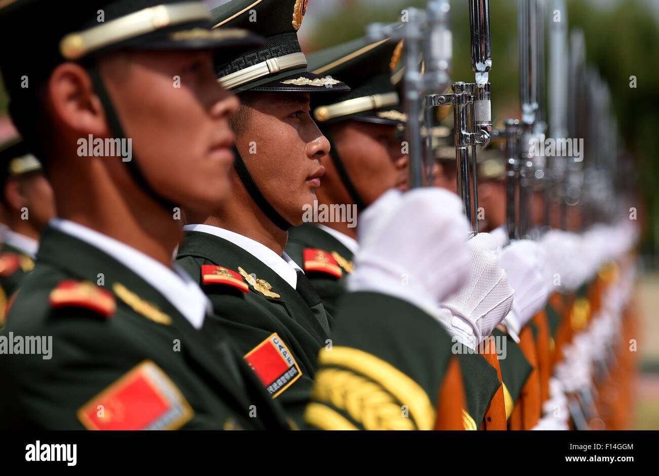 Beijing, China. 25th Aug, 2015. Soldiers take part in a training at a ...