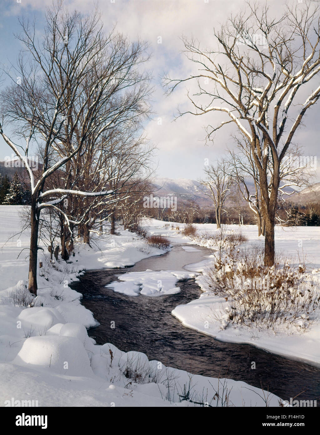 WINTER STREAM FLOWING THROUGH SNOWY LANDSCAPE Stock Photo - Alamy