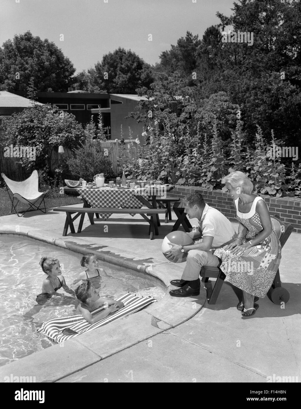 Luxury patio and pool Black and White Stock Photos & Images - Alamy