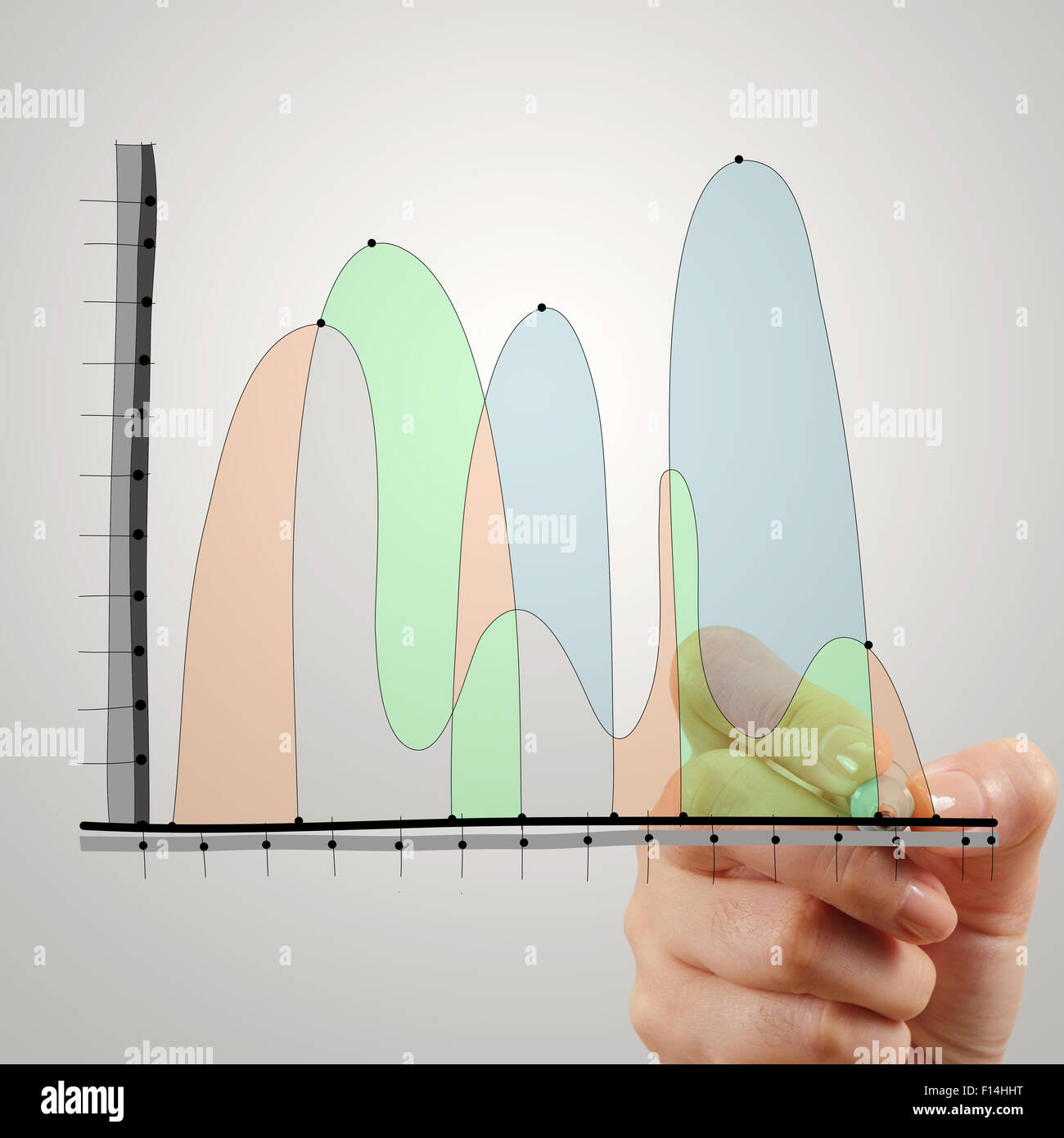 close up of hand drawing abstract business strategy graph chart as ...