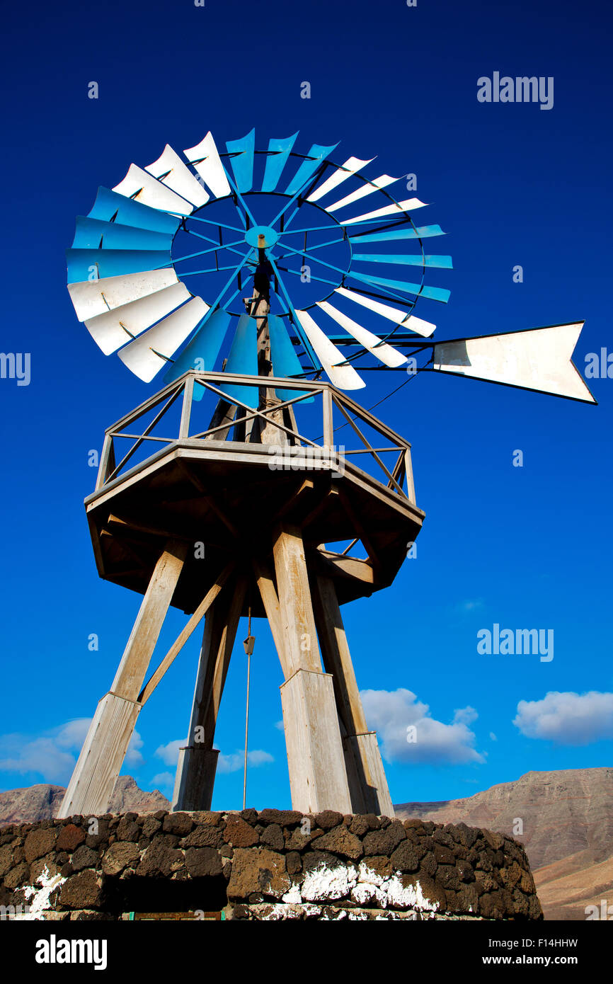 in isle of lanzarote spain africa windmills and the sky Stock Photo - Alamy
