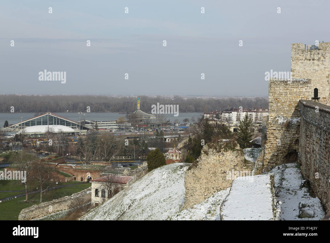 Kalemegdan Fortress in Belgrade, Serbia. The castle overlooks the River ...