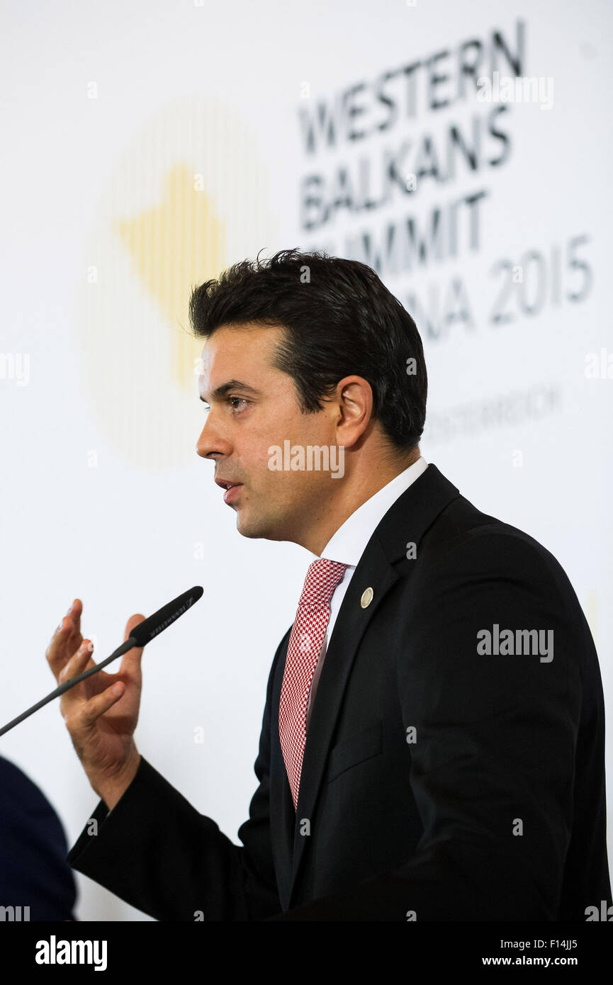 Vienna, Austria. 27th Aug, 2015. Macedonian Foreign Minister Nikola ...