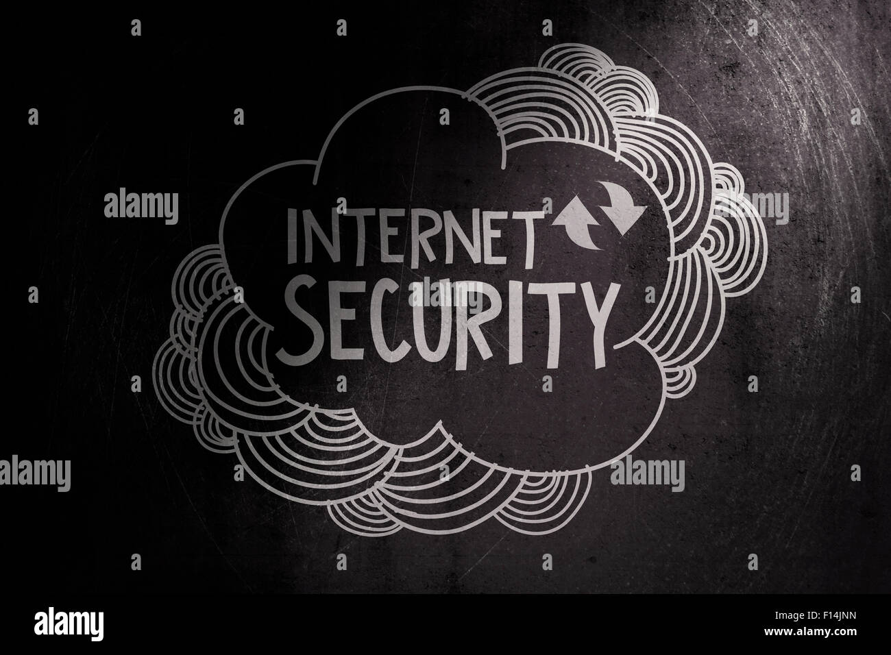 hand drawn internet security on dark texture background as concept ...