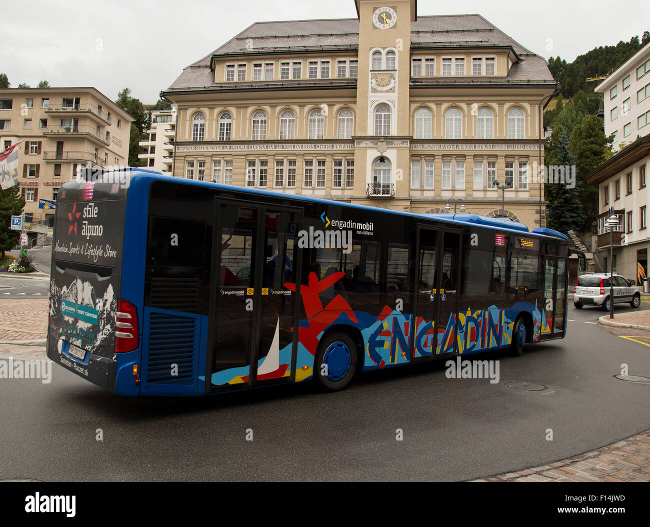 Public transport in St Moritz on a dull summer day Stock Photo - Alamy