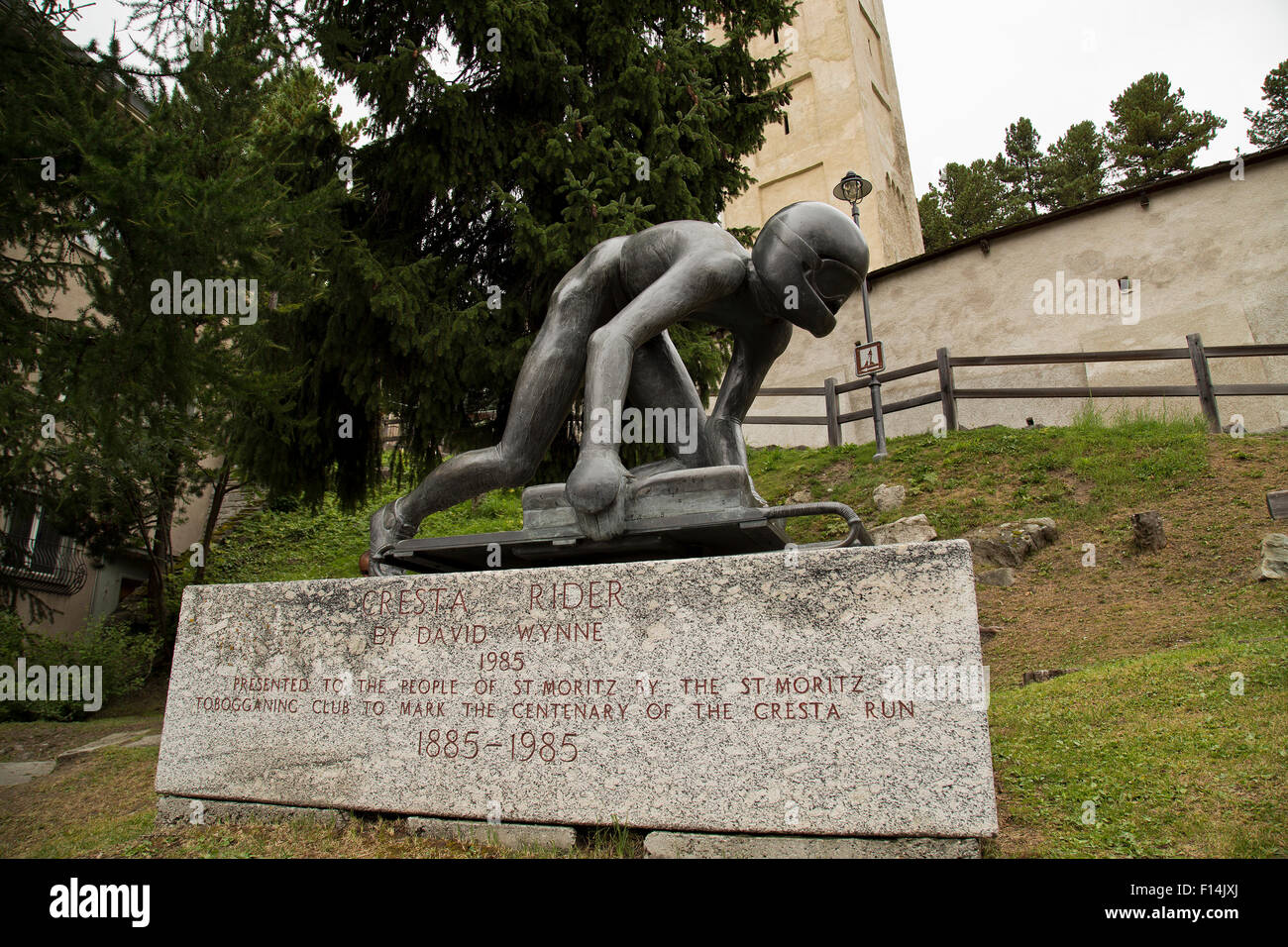 Sculpture of a Cresta Run rider by artist David Wynne in St Moritz ...