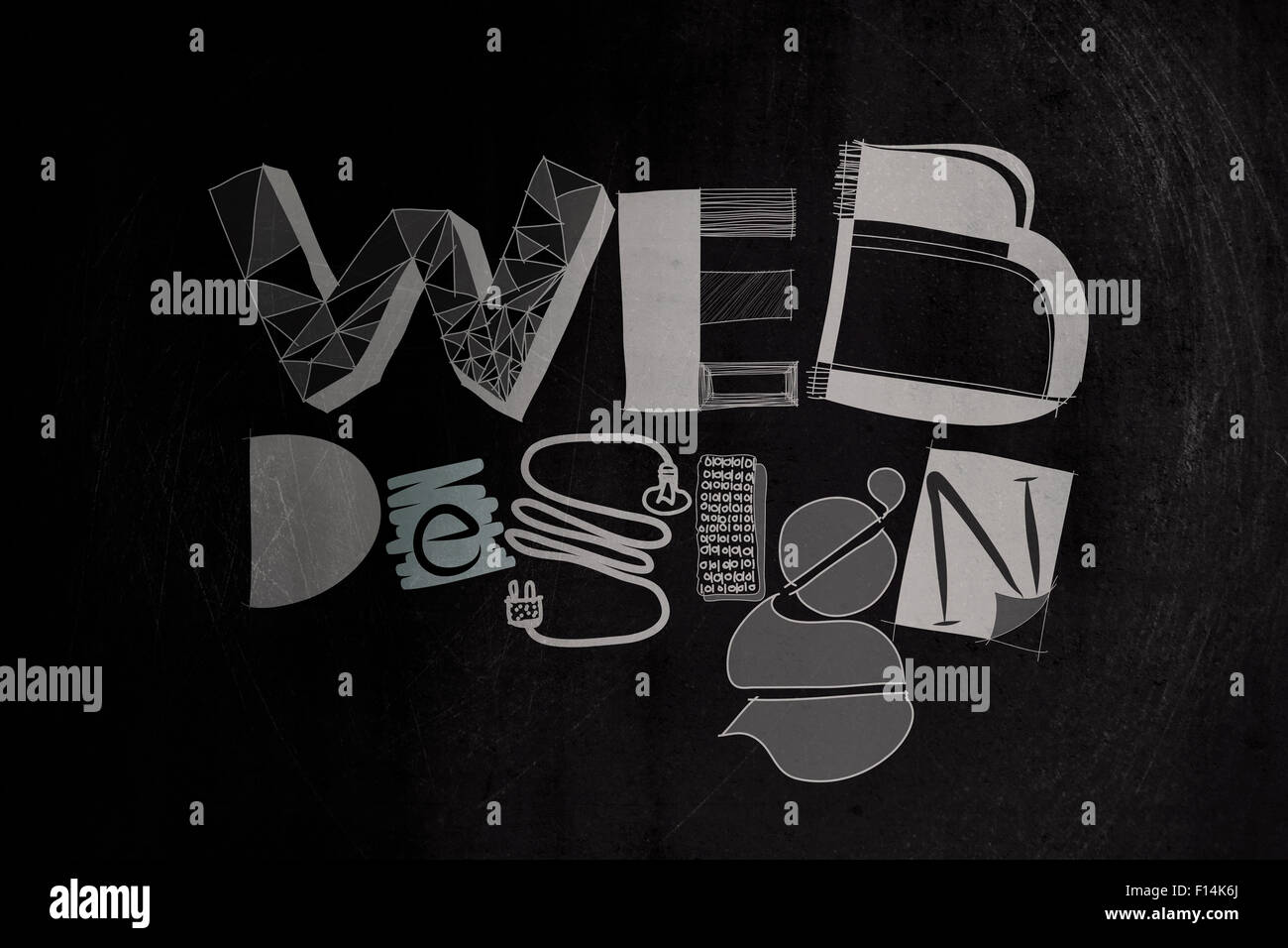 hand drawn web design on dark texture background as concept Stock Photo ...