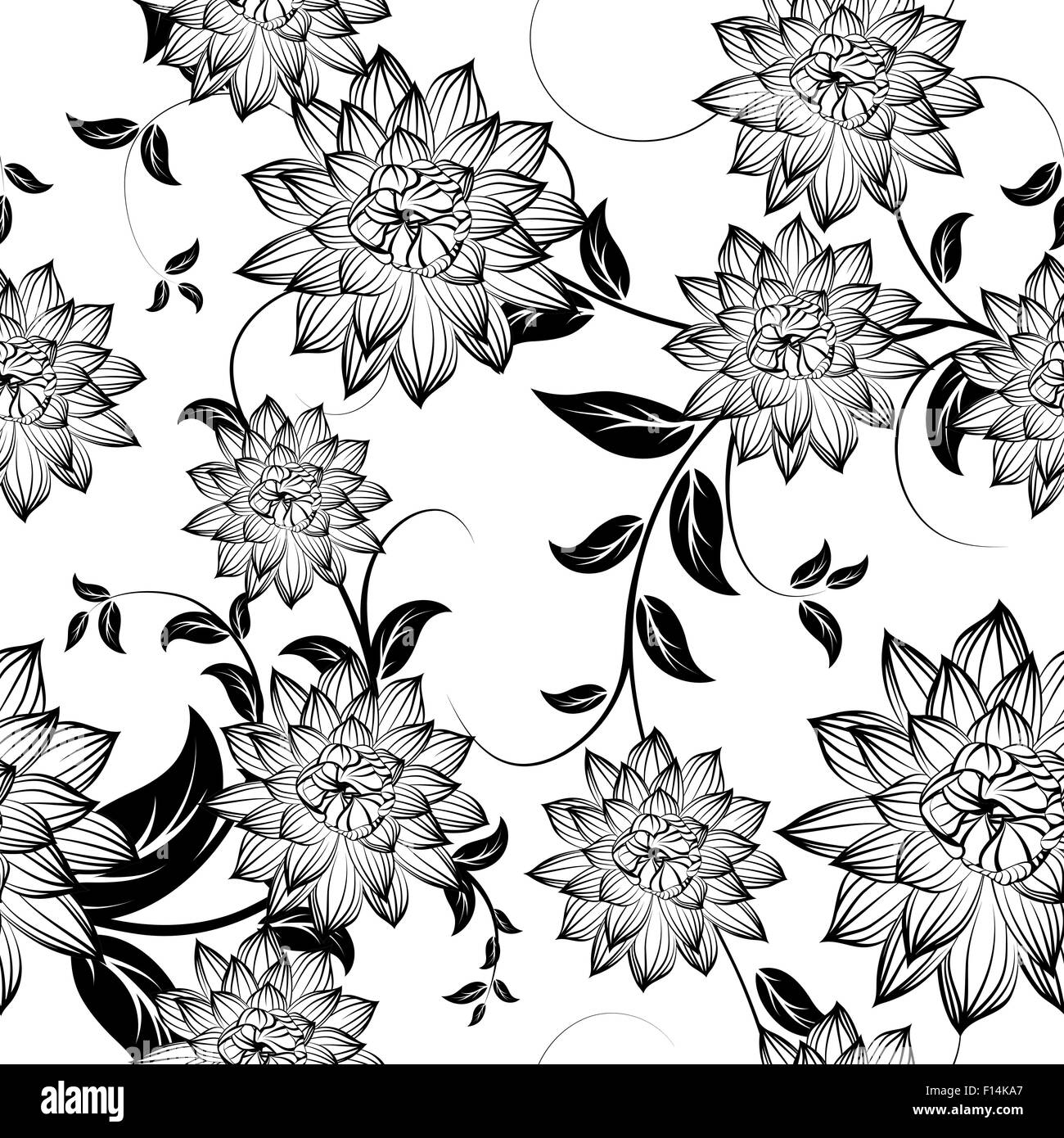 Seamless floral ornate pattern in Black and White Colors Stock Vector ...