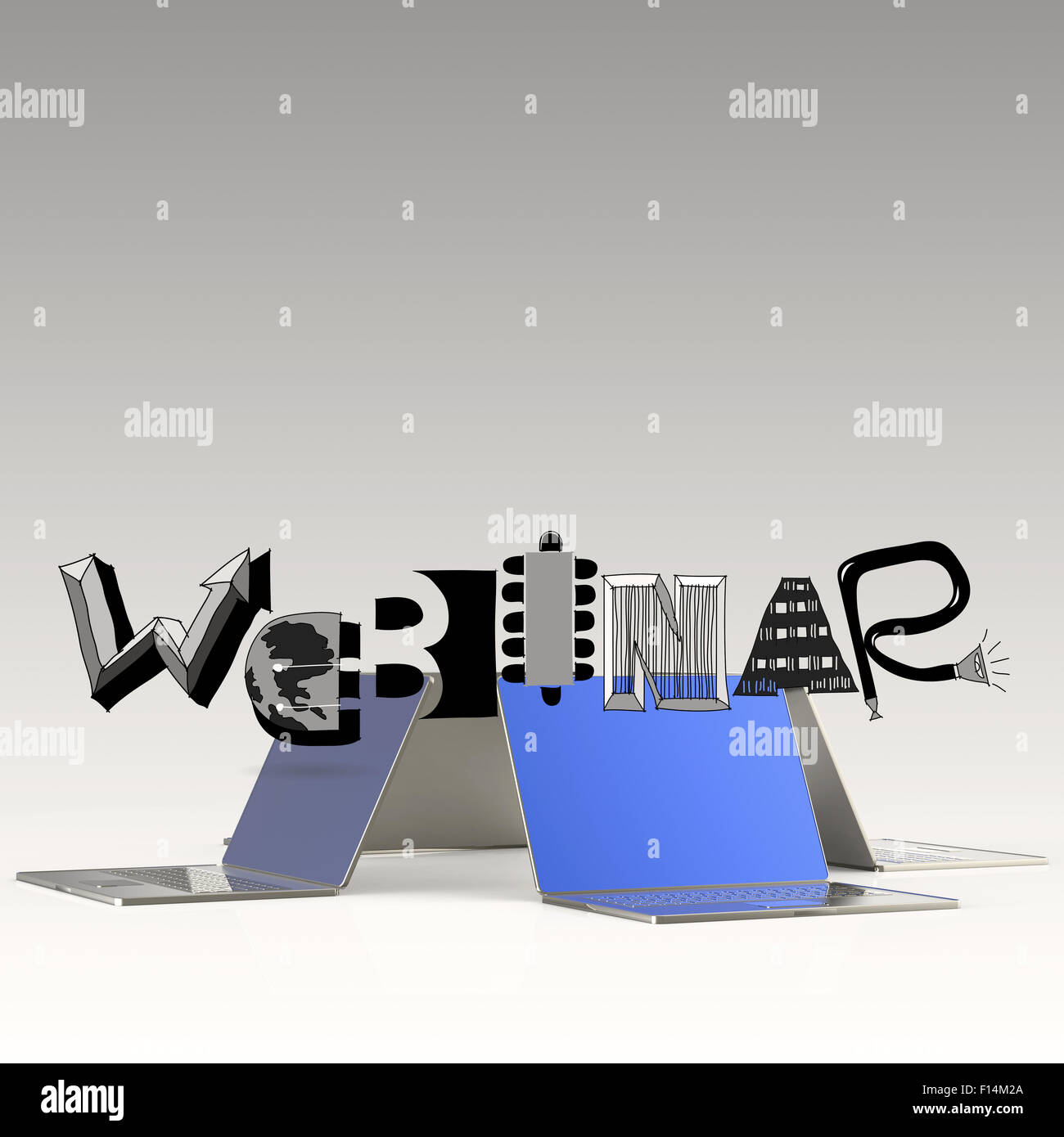 design word WEBINAR and laptop 3d computer as concept Stock Photo - Alamy