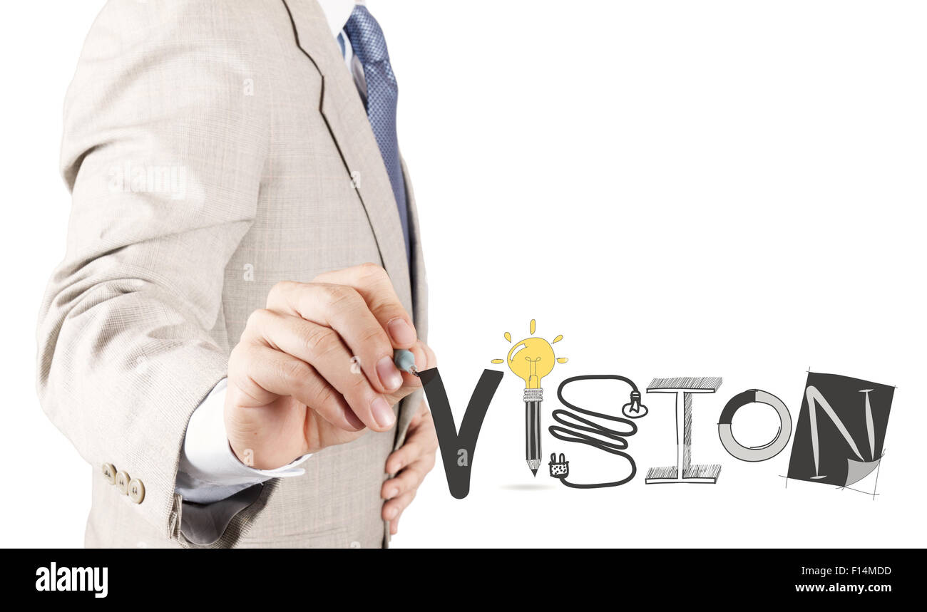 businessman hand drawing VISION design word as concept Stock Photo - Alamy