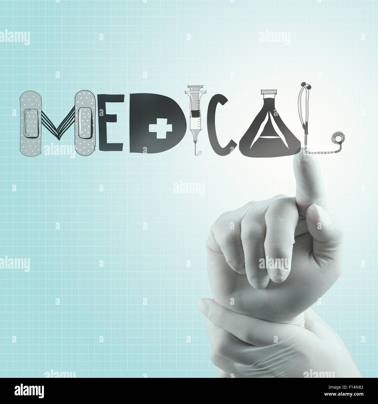 doctor hand point to design word MEDICAL as concept Stock Photo - Alamy