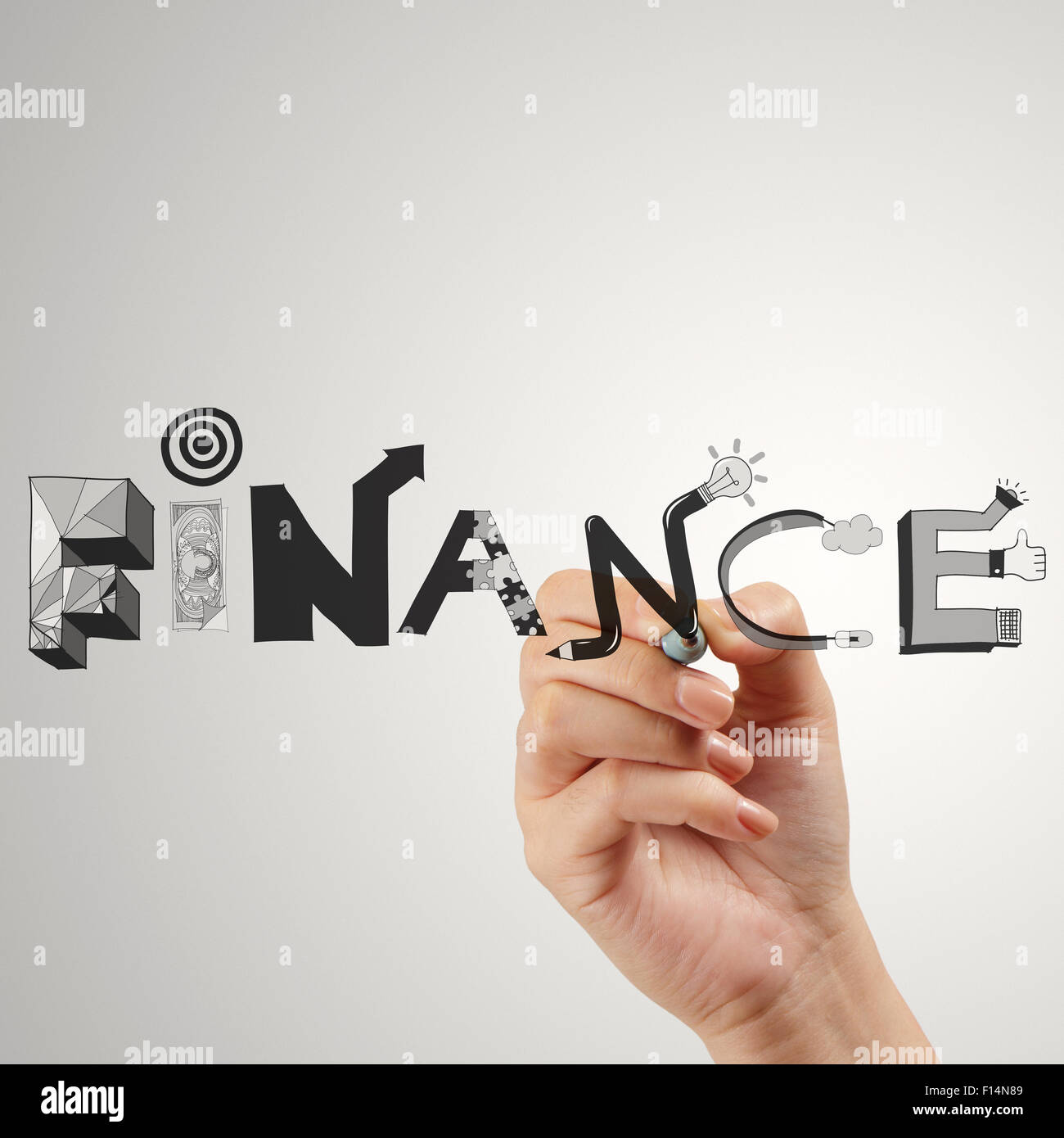 business hand drawing graphic design FINANCE word as concept Stock ...