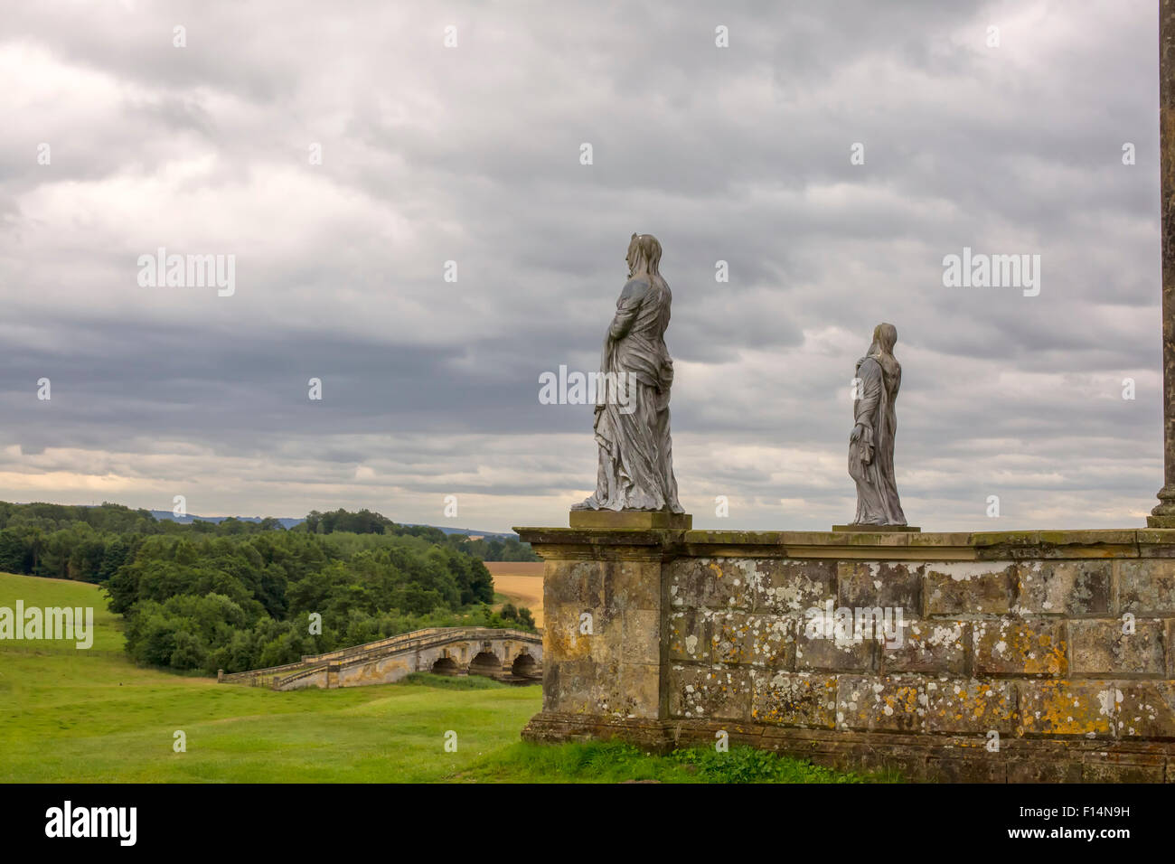 Two statues at the Temple of the Four Winds at Castle Howard in ...