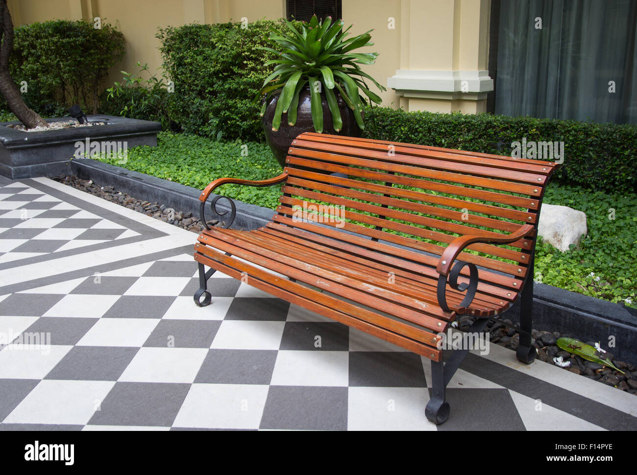 wood chair furniture in the hotel building Stock Photo - Alamy