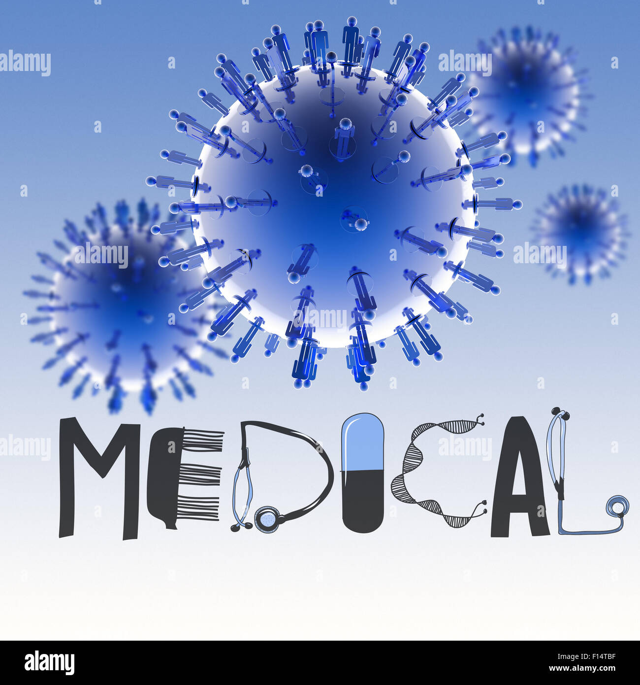 3d virtual virus symbol and text design MEDICAL as concept Stock Photo ...