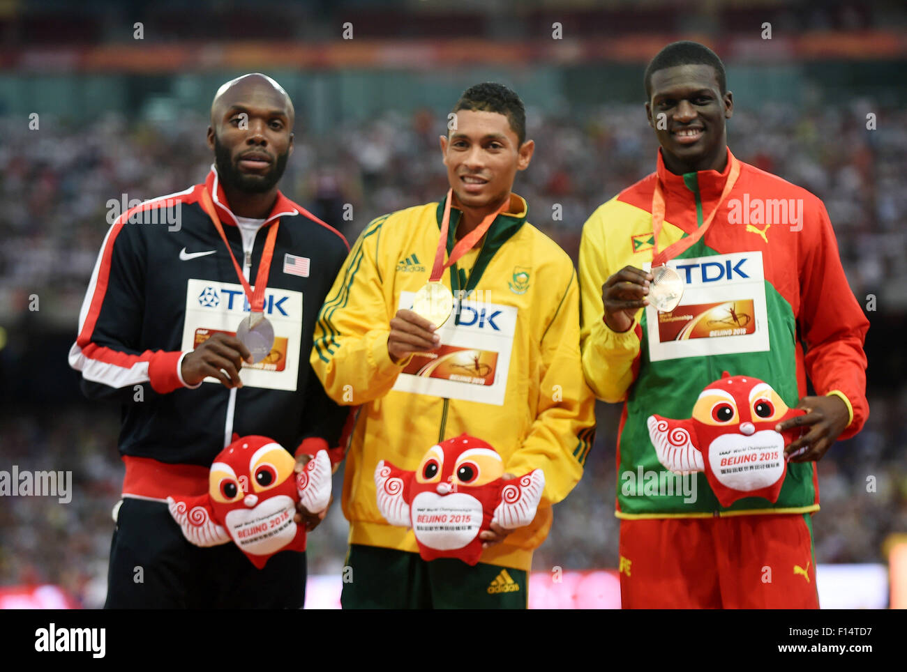 Beijing, China. 27th Aug, 2015. Gold medalist South Africa's Wayde van ...