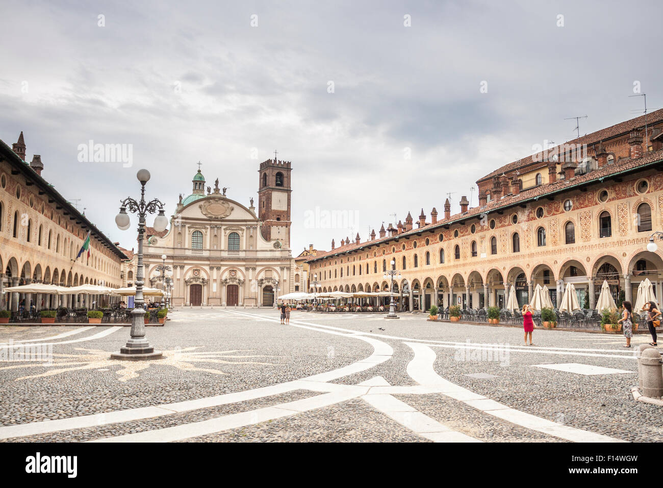 Piazza ducale after the storm. Vigevano, Lombardia. Italy Stock Photo ...