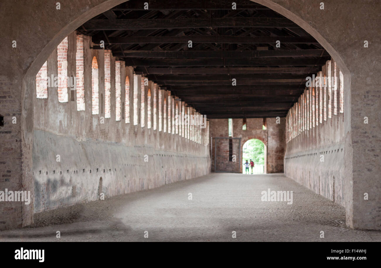 The famous road-gallery in the Castello Sforzesco. Vigevano, Lombardia ...