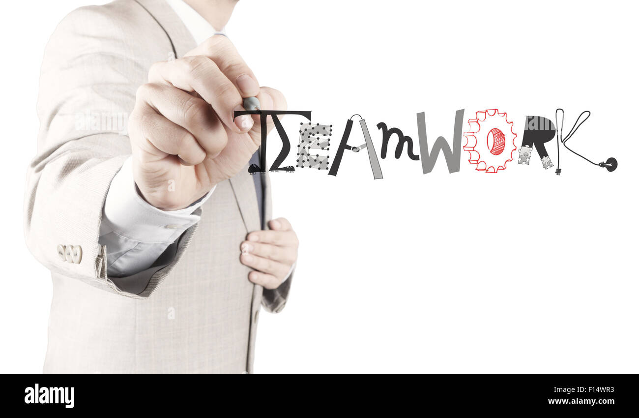 Teamwork gear hand puzzle Cut Out Stock Images & Pictures - Alamy