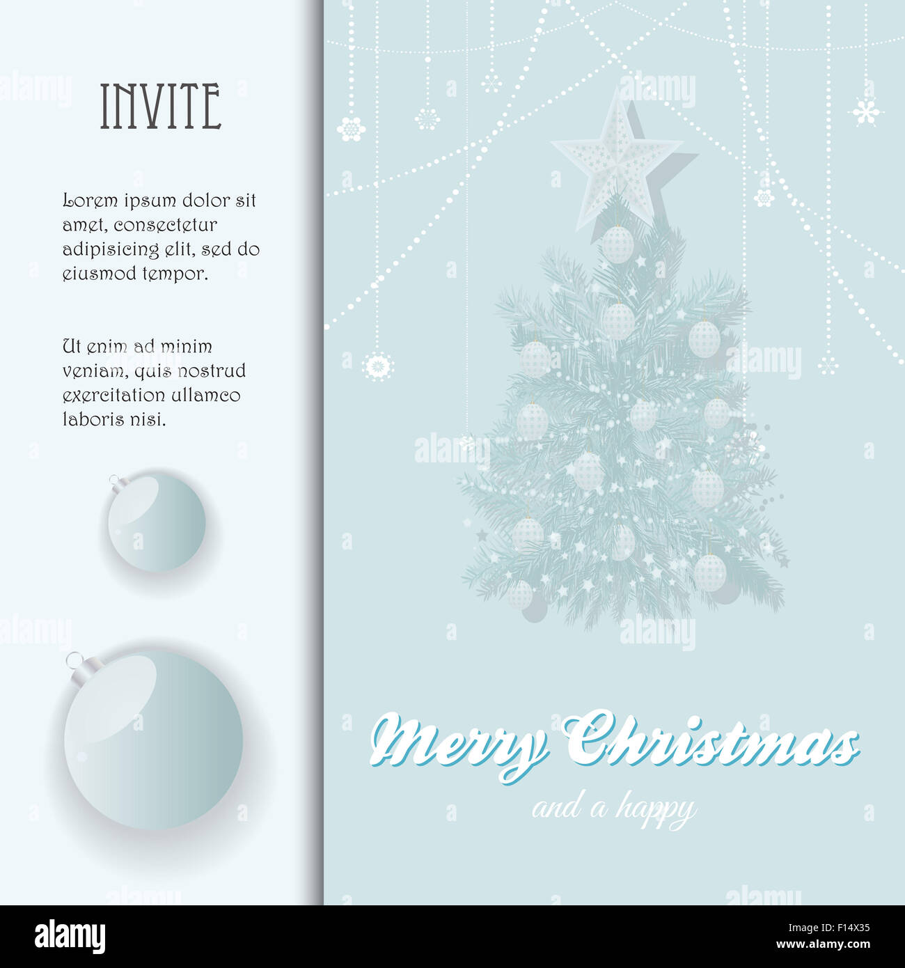Christmas Invite with Sample Text Tree Decorations and Baubles Stock ...