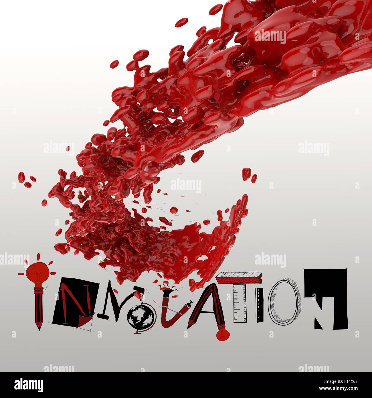 3D paint color splash with design word INNOVATION as concept Stock ...