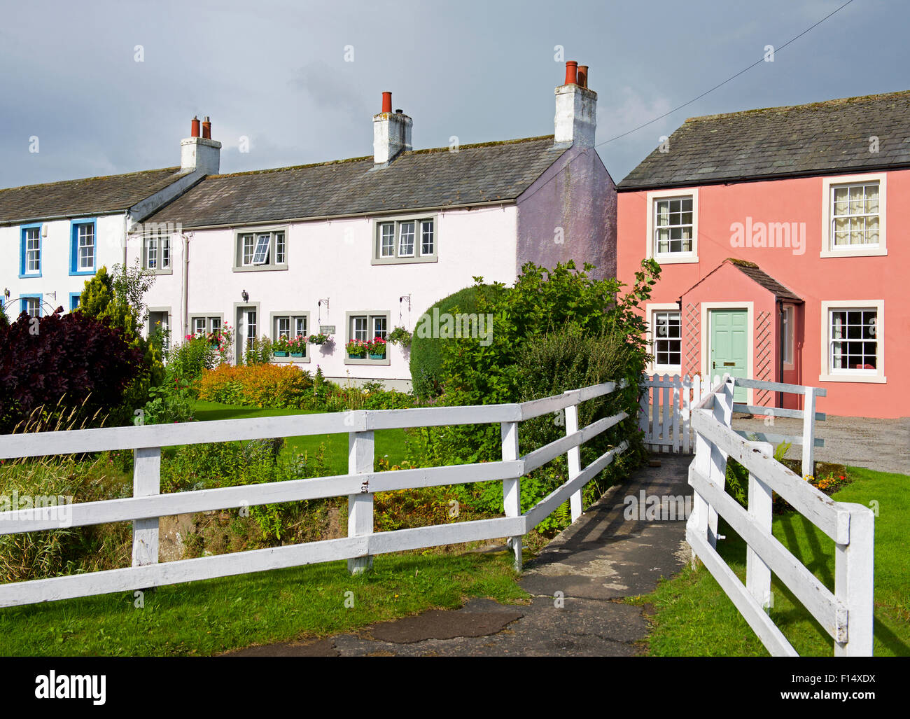Colourful cottages in the village of Caldbeck, Lake District National ...