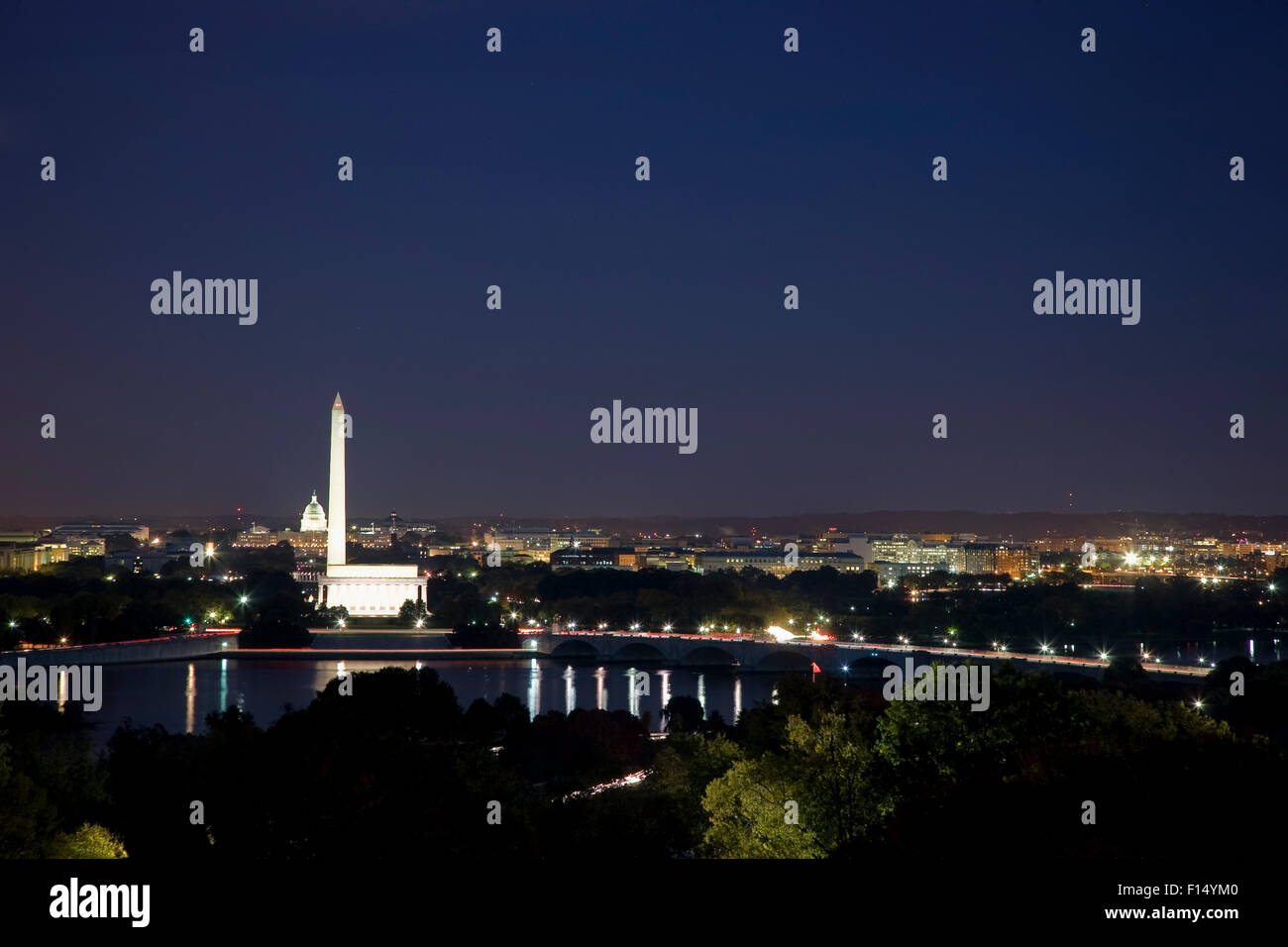 Washington dc over view night hi-res stock photography and images - Alamy