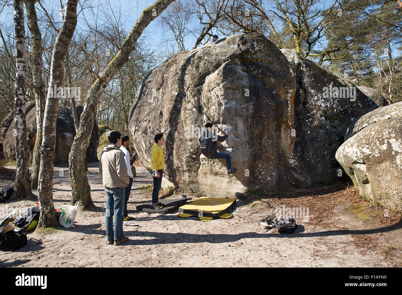 Bouldering in Fontainebleau Stock Photo - Alamy