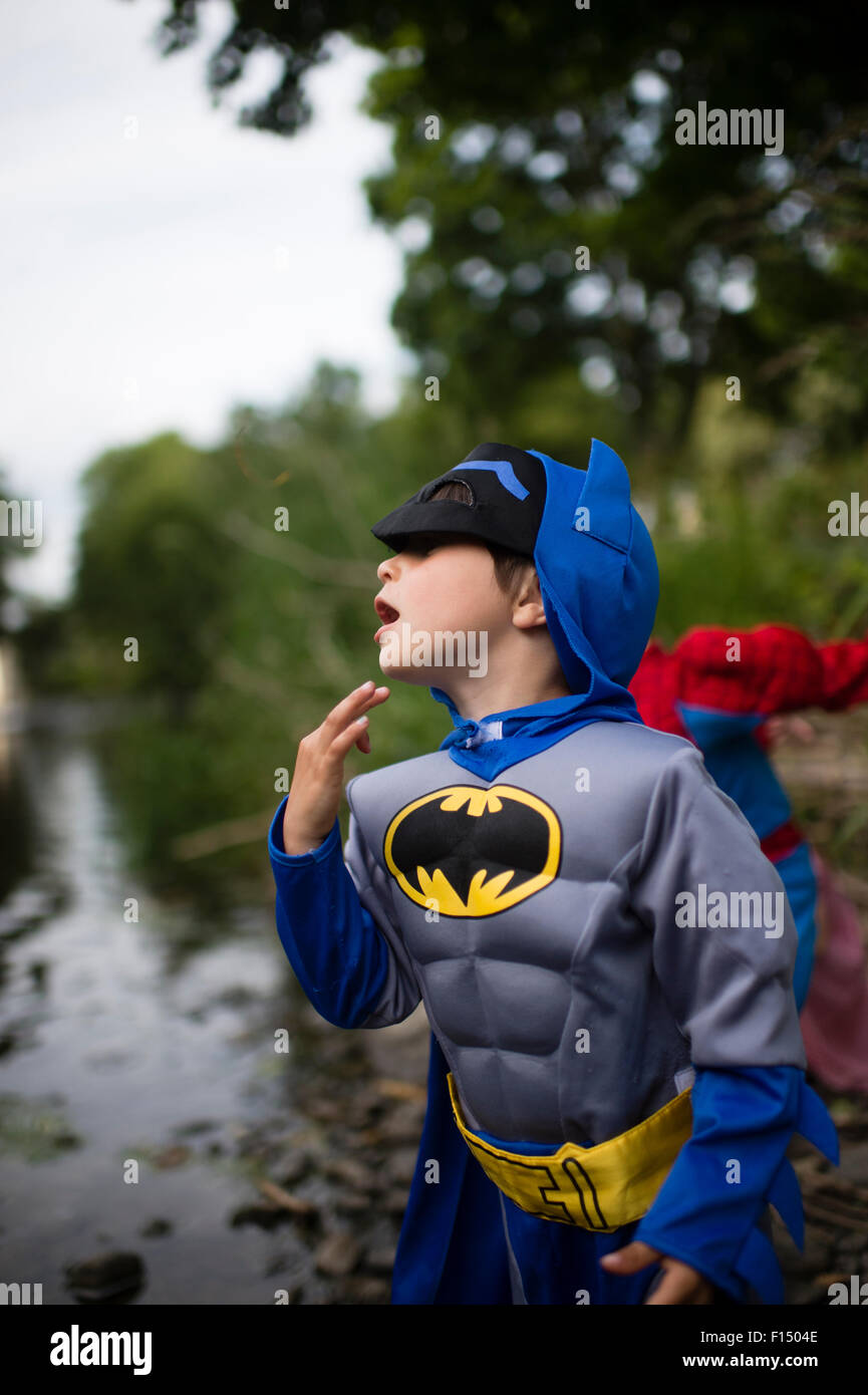 Childhood Games - young boy dressed as Batman : Pre-teen primary school ...