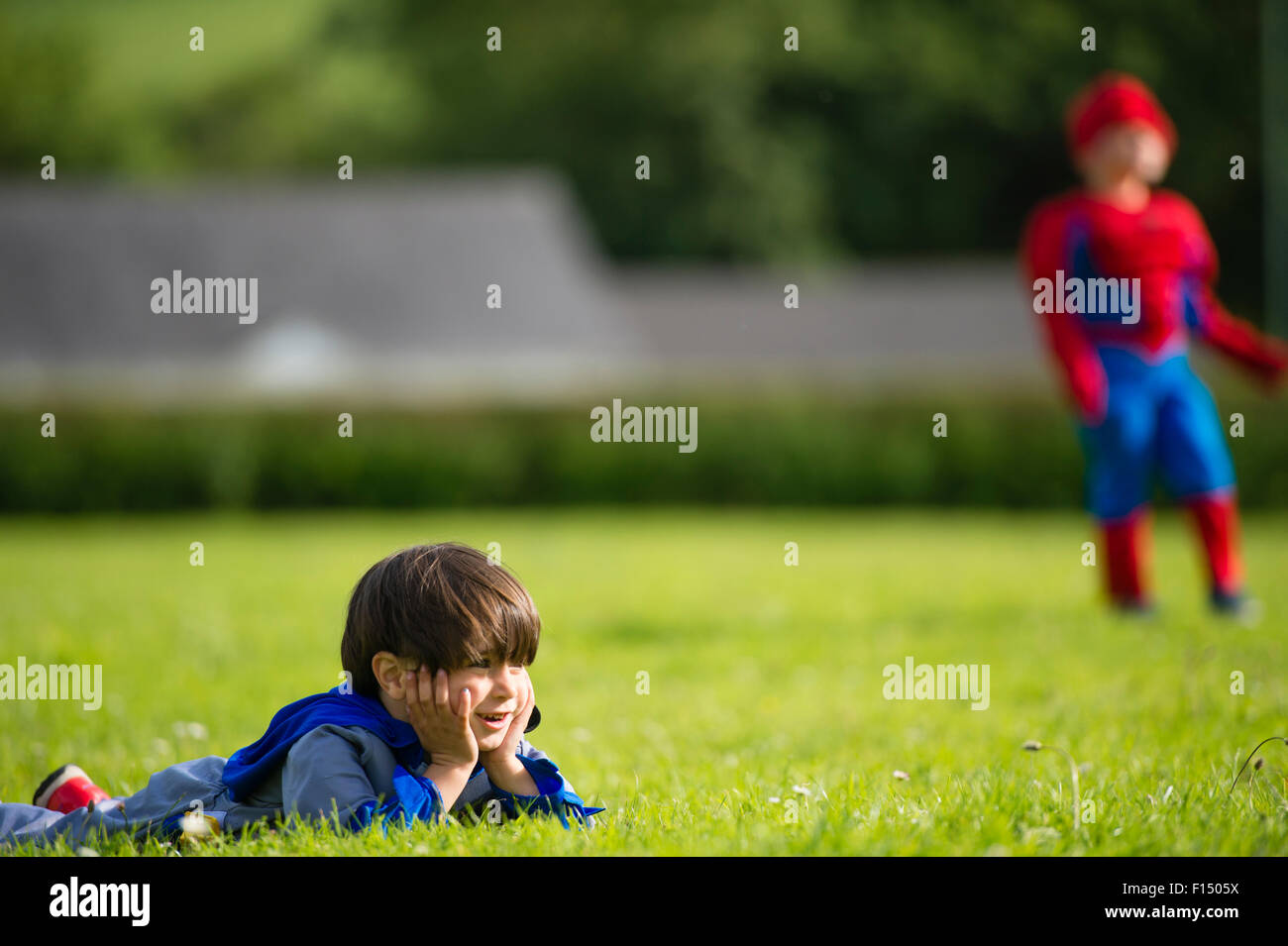 Childhood Games: Two Pre-teen primary school age children playing ...