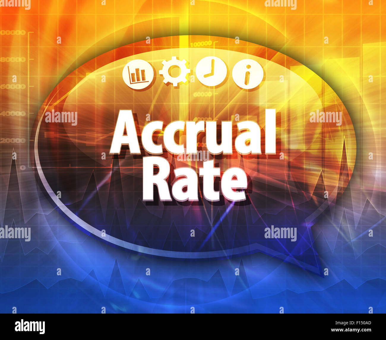 Speech bubble dialog illustration of business term saying Accrual rate ...