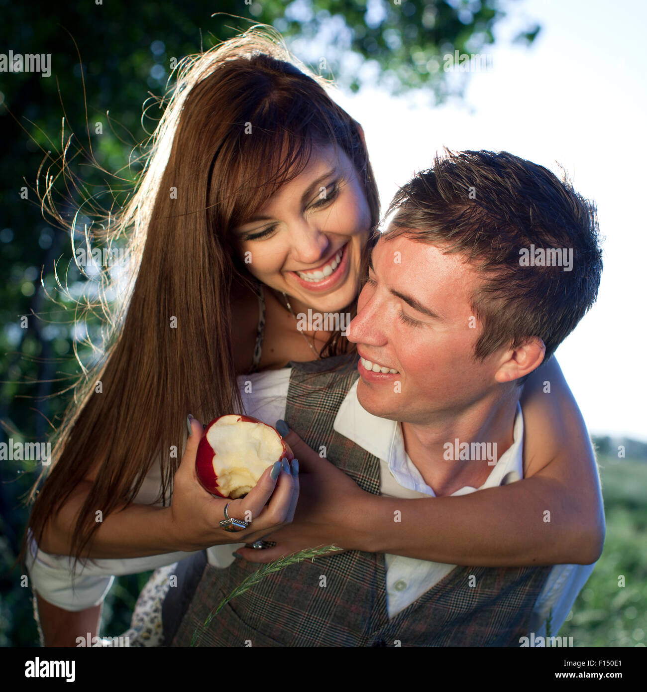 USA, Utah, Provo, boyfriend giving piggyback ride to girlfriend Stock ...