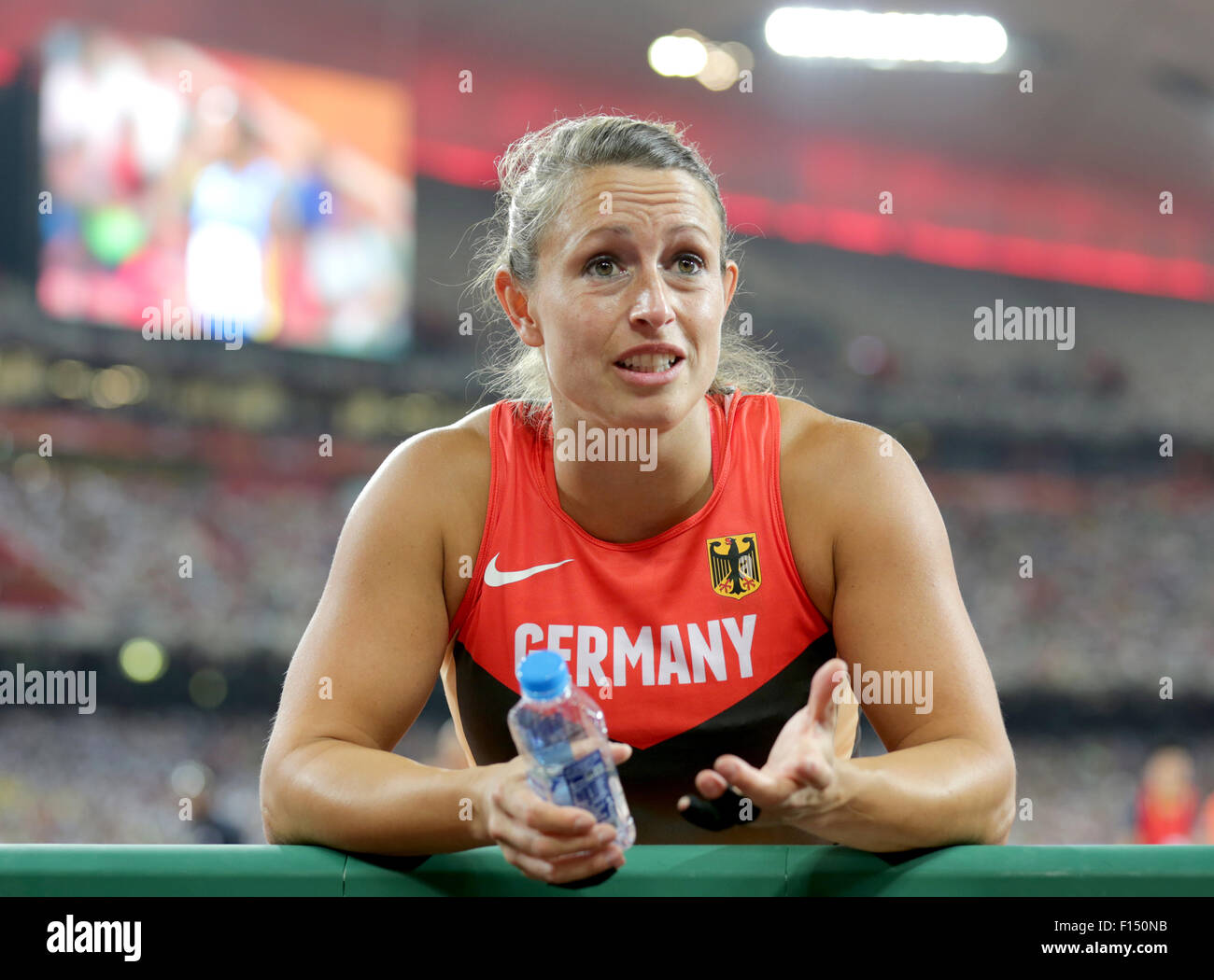 Beijing, China. 27th Aug, 2015. Kathrin Klaas of Germany reacts during ...