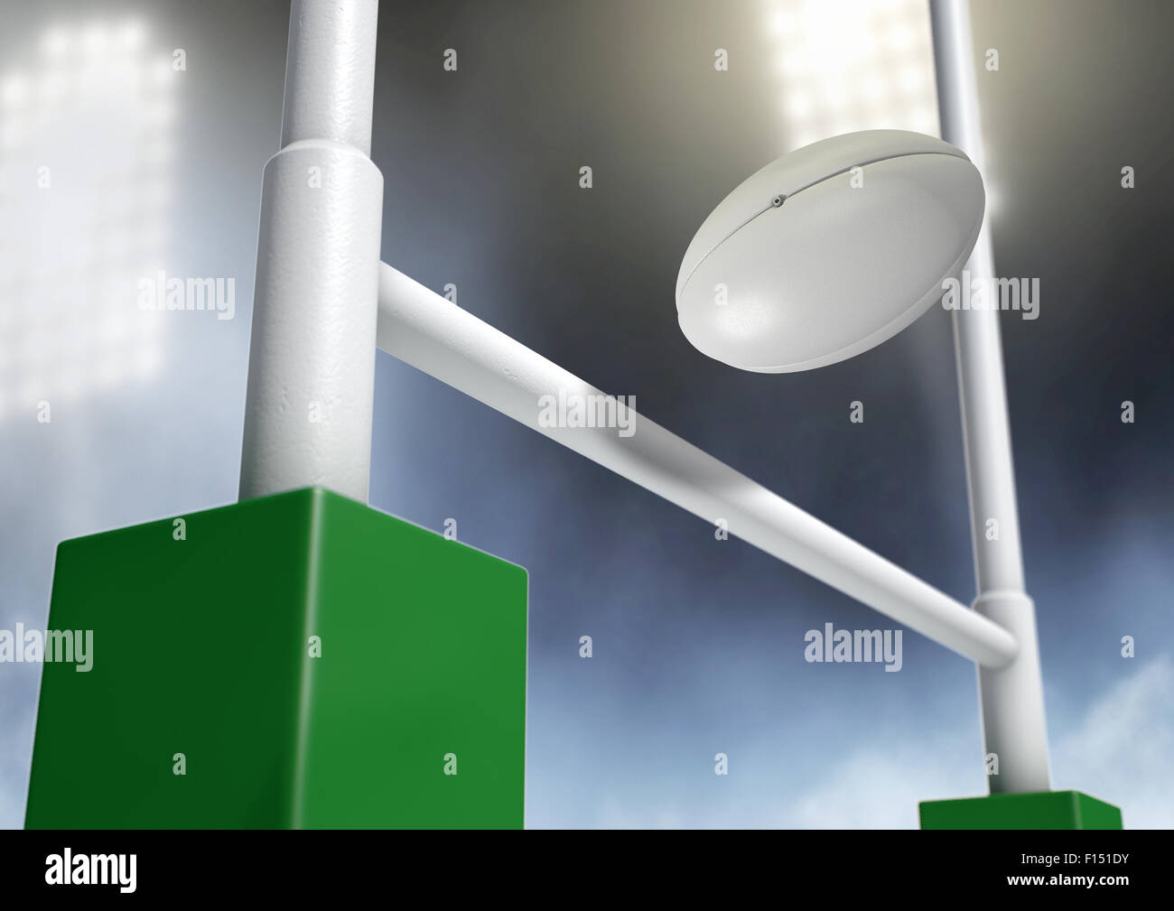 Rugby match ball flying posts hi-res stock photography and images - Alamy
