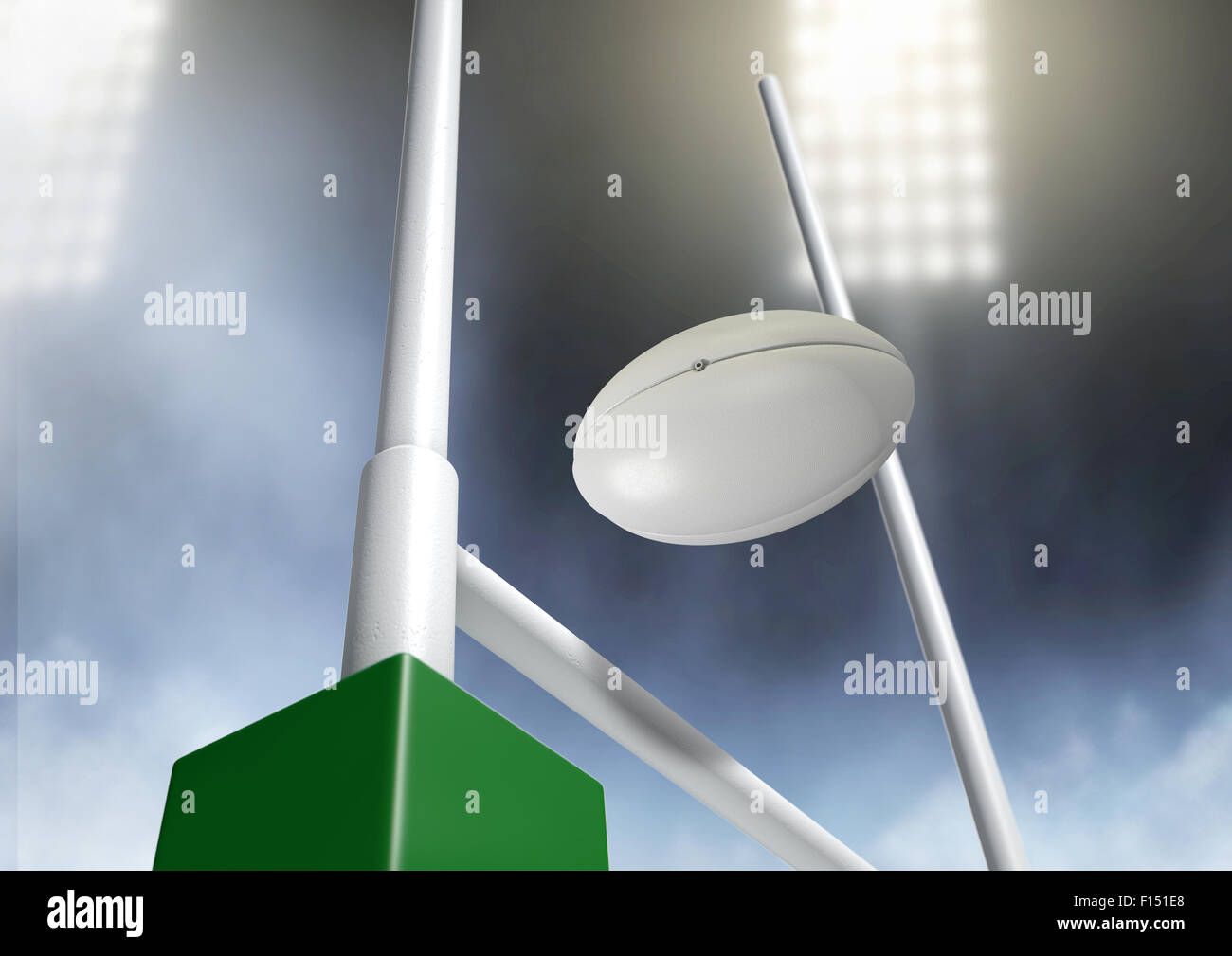 Rugby match ball flying posts hi-res stock photography and images - Alamy