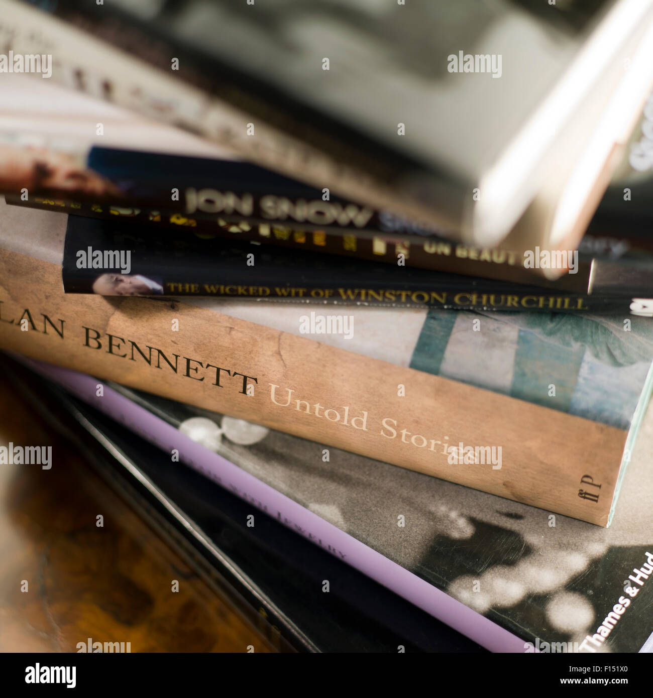 pile of books, narrow focus, depth of field Stock Photo - Alamy