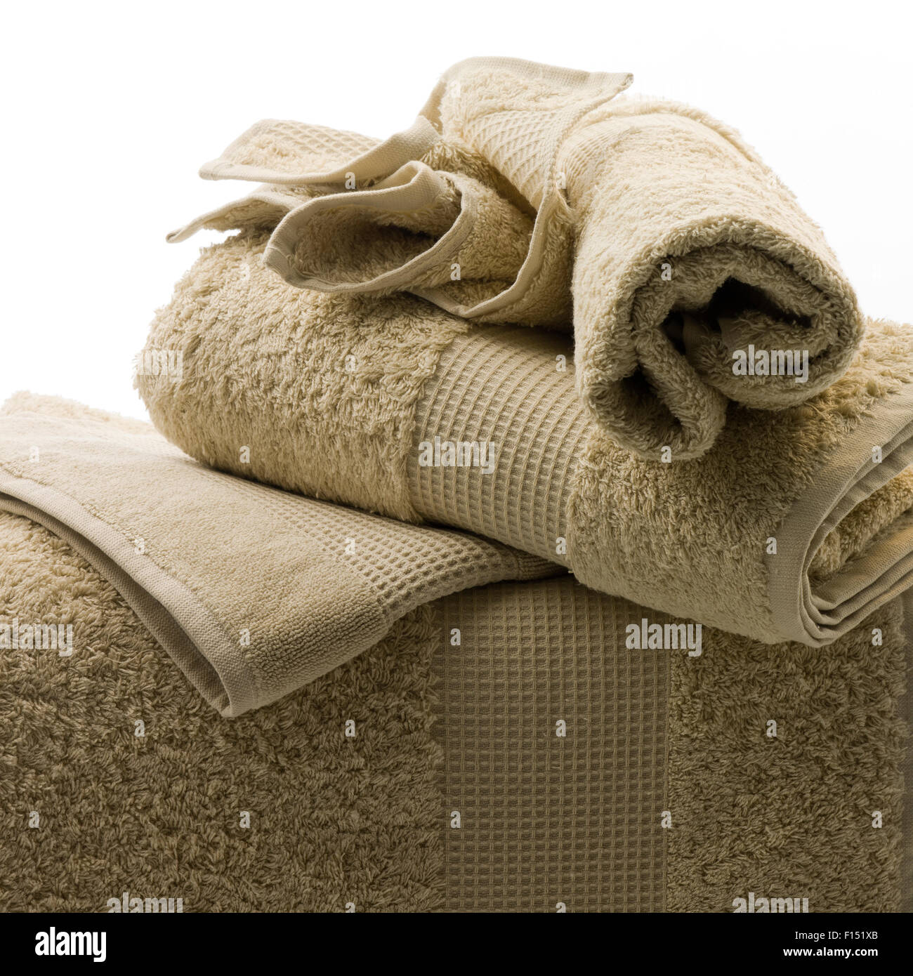 Close-up stack of luxury towels,still life, studio high quality ...