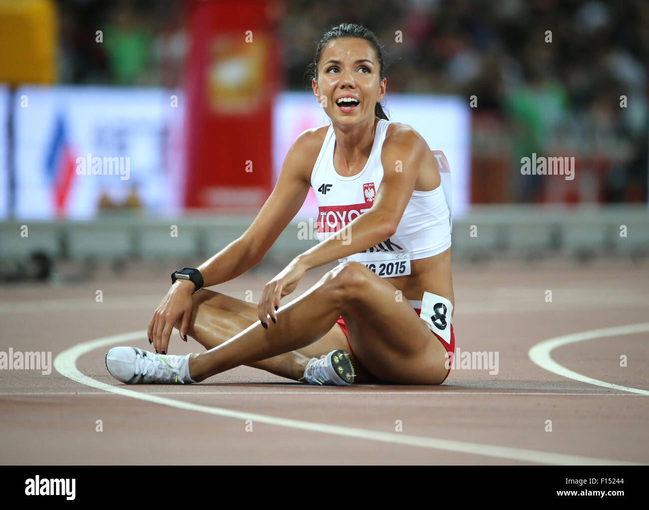 Beijing, China. 27th Aug, 2015. Joanna Jozwik of Poland reacts after ...