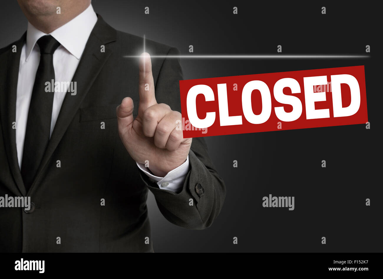 closed touchscreen is operated by businessman concept Stock Photo - Alamy