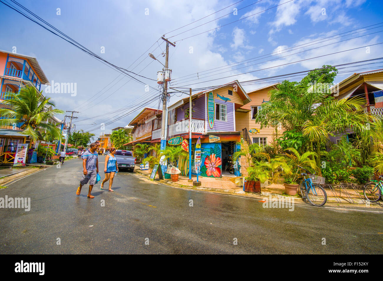 PANAMA, PANAMA - APRIL 16, 2015: Street view of Isla Colon which is the ...