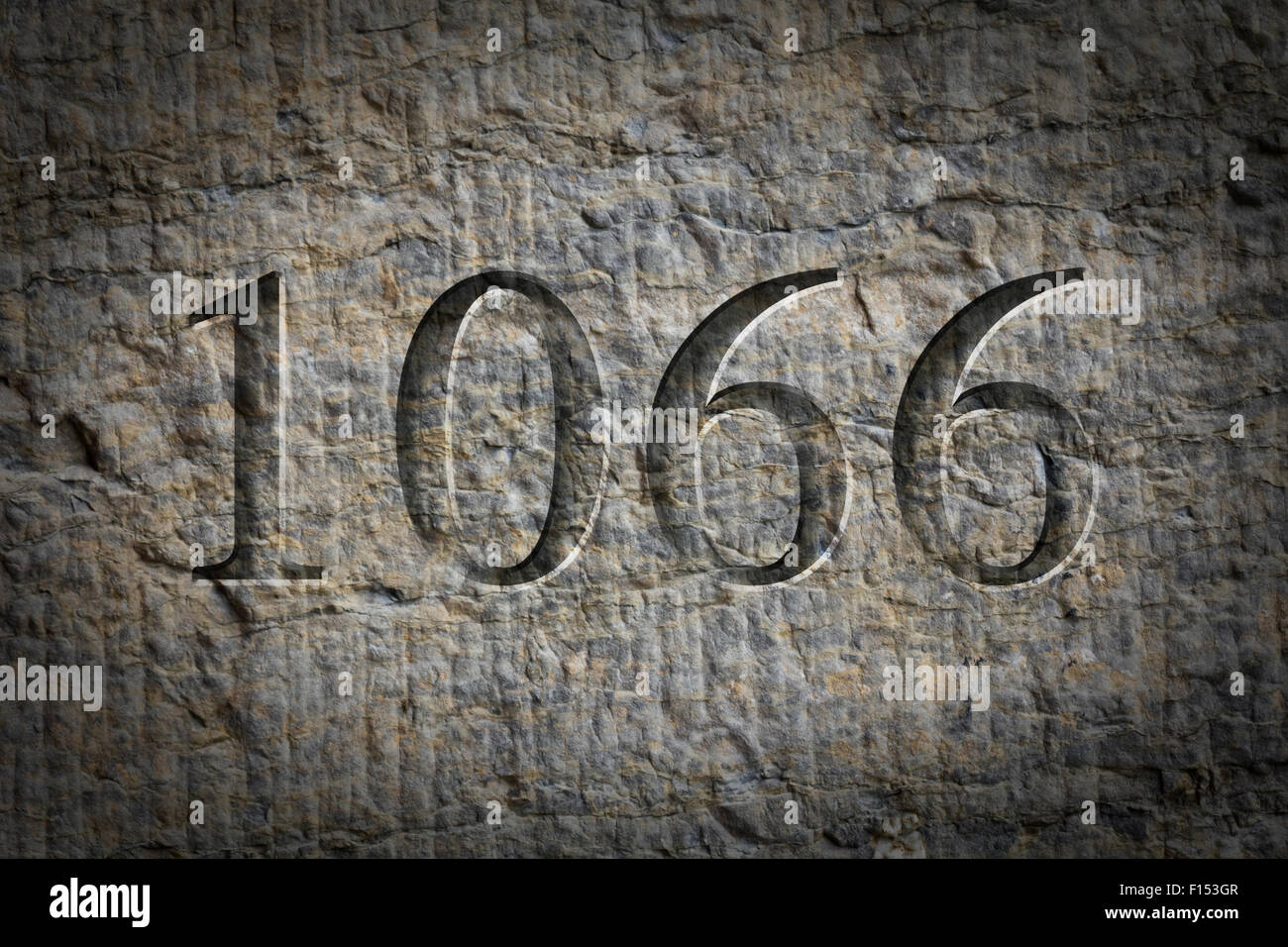 Historical year engraving 1066 on textured old surface Stock Photo - Alamy