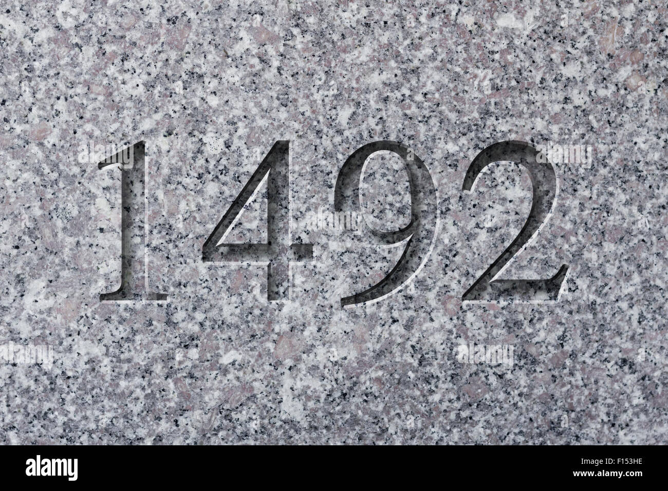 Historical year engraving 1492 on textured old surface Stock Photo - Alamy